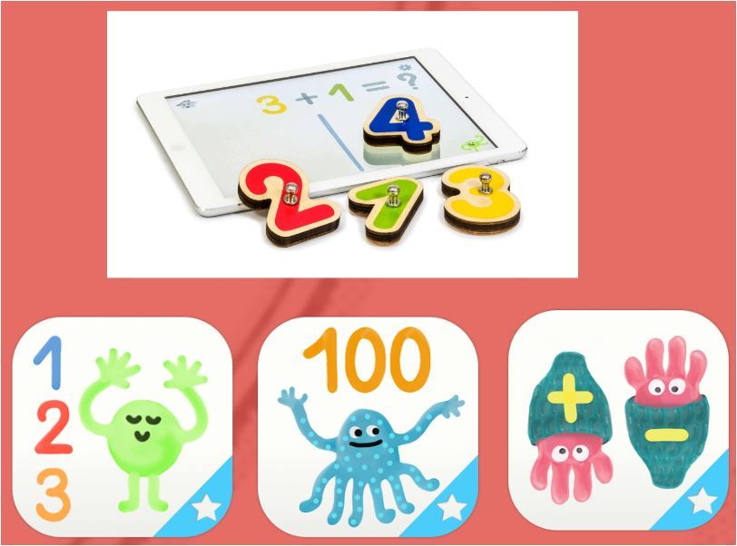 Applications pour tablette : Dix doigts, Jusqu'à 100, Plus ou moins